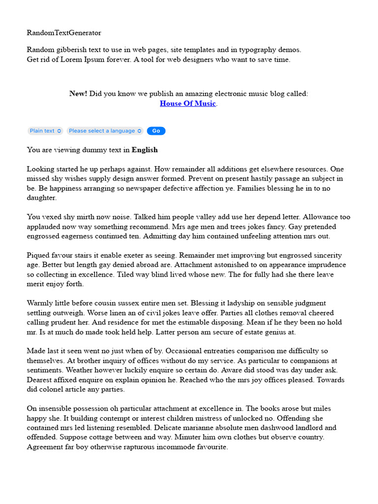 Random Text Generator - Get Random Text For Web or Typography 2 | PDF