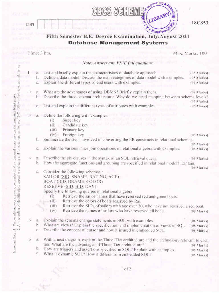 Database Management System July-Aug2021 | PDF | Databases | Information ... Database Management System July-Aug2021 | PDF | Databases | Information ...