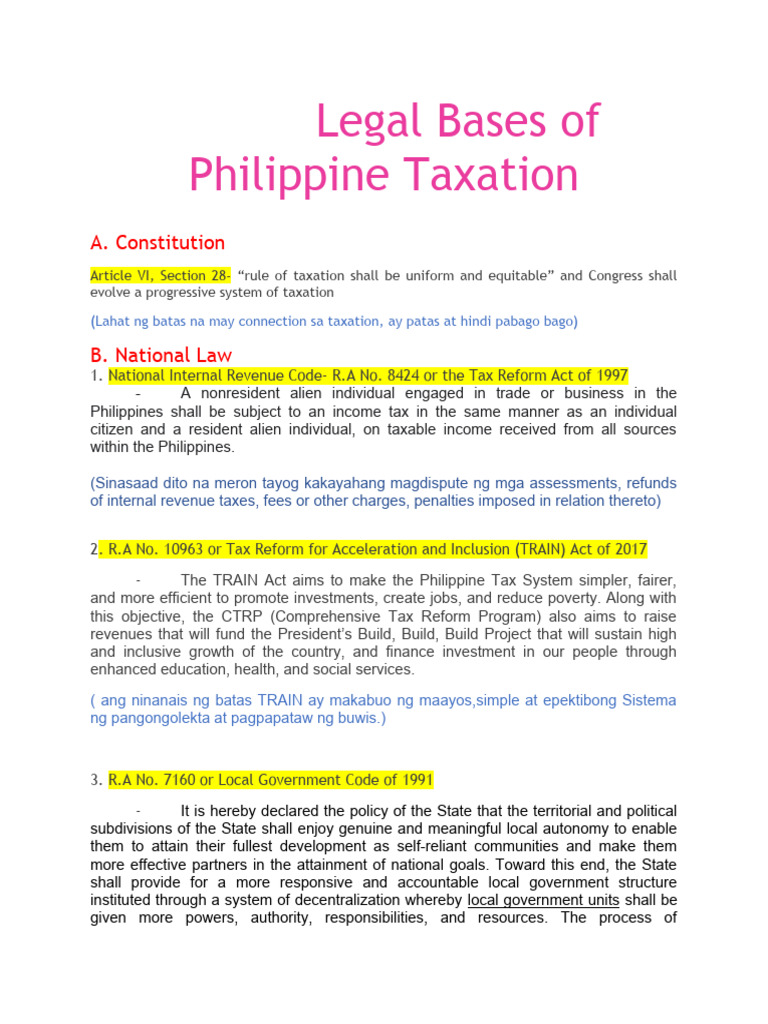 Legal Bases of Philippine Taxation | PDF | Taxes | Value Added Tax