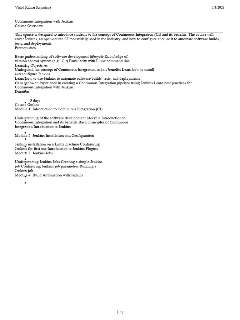 Jenkins | PDF | Automation | Information Technology