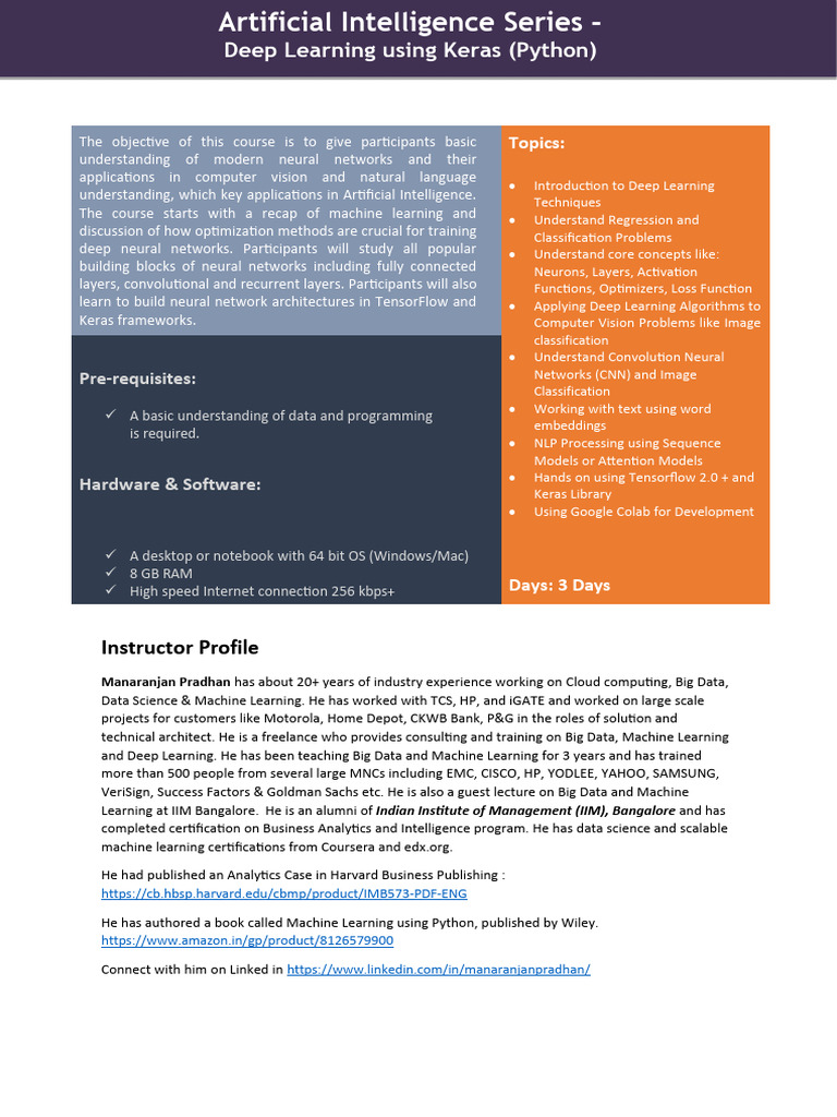 AI Series - Deep Learning Using Keras V1 | PDF | Deep Learning ...