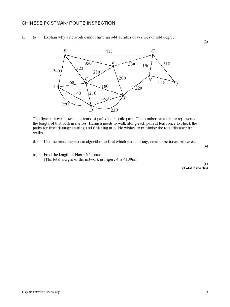 chinese_postman_q | PDF | Length | Graph Theory