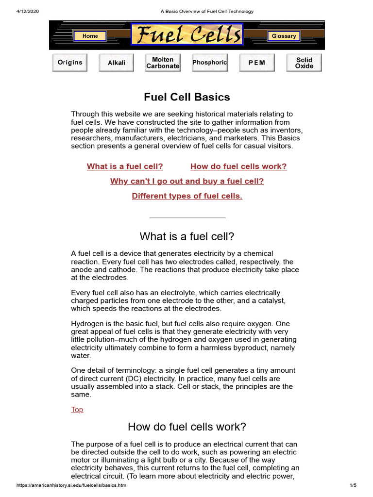 A Basic Overview of Fuel Cell Technology | PDF | Fuel Cell | Anode
