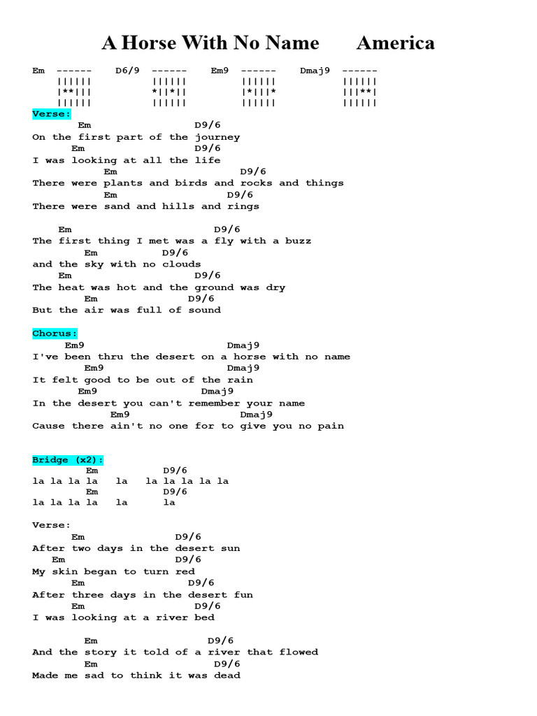 A Horse With No Name | PDF