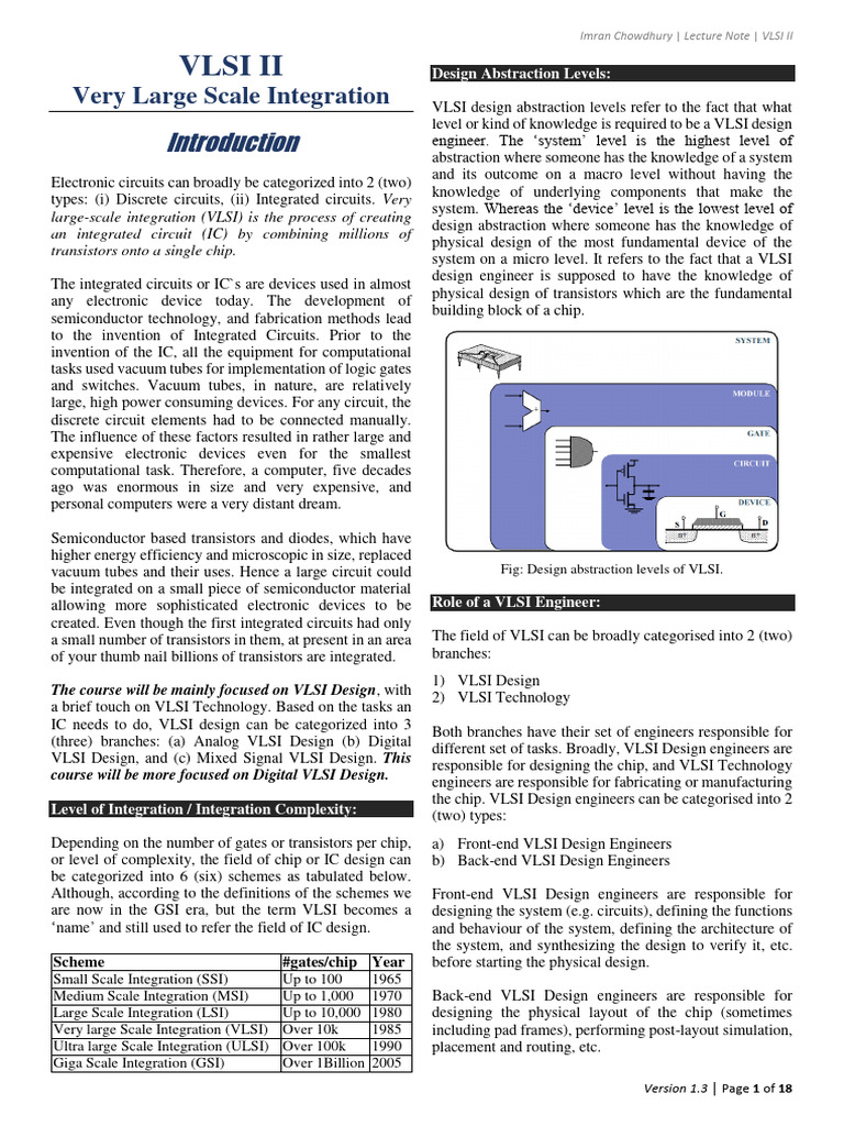 Lecture - VLSI II - v1.3 | PDF | Mosfet | Field Effect Transistor