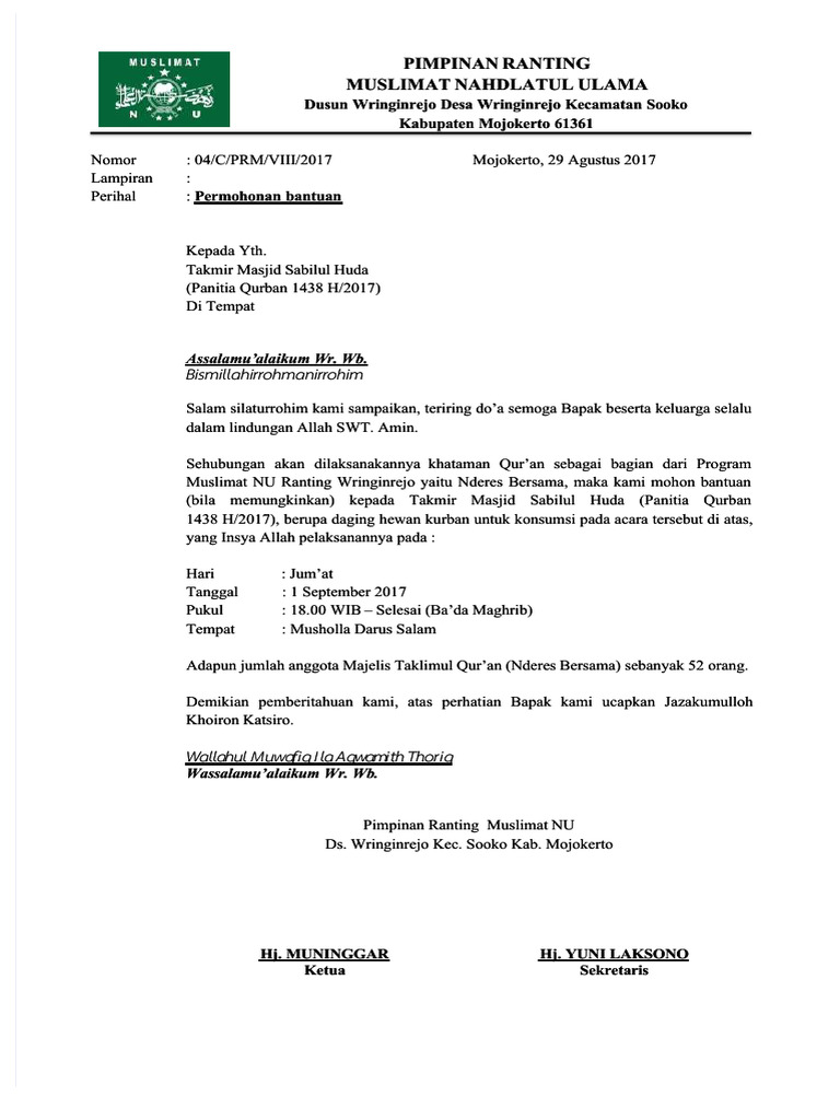 Contoh Undangan Acara Muslimat | PDF
