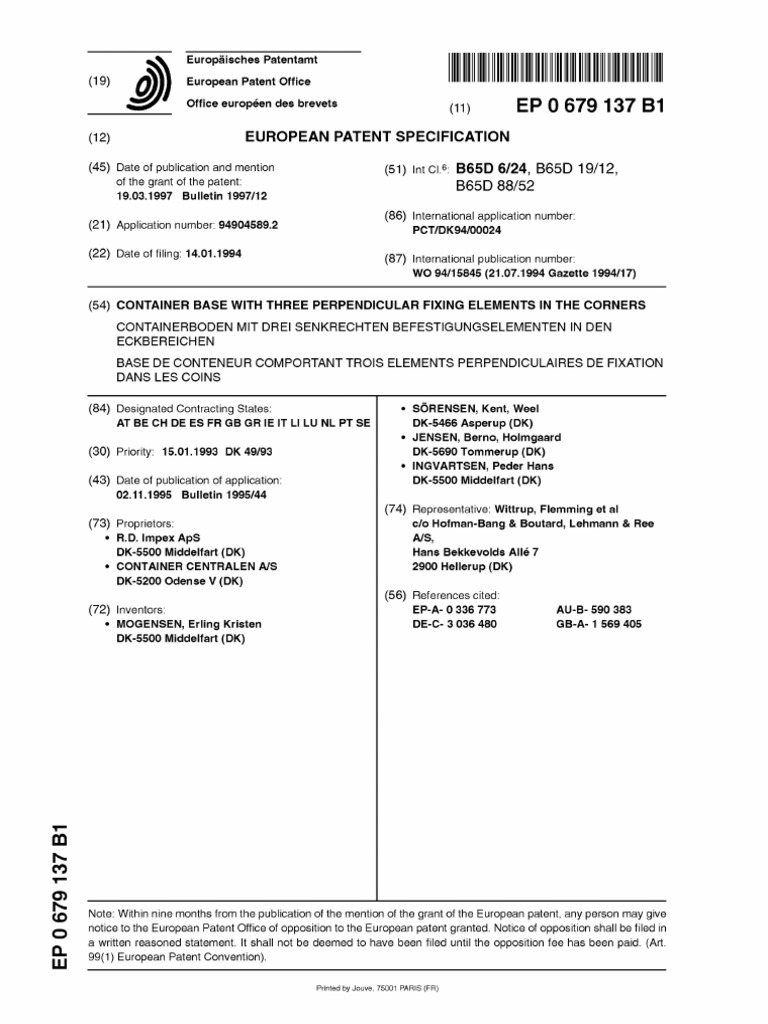 Multi-Purpose Container Base Patent | PDF | Patent | Patent Claim