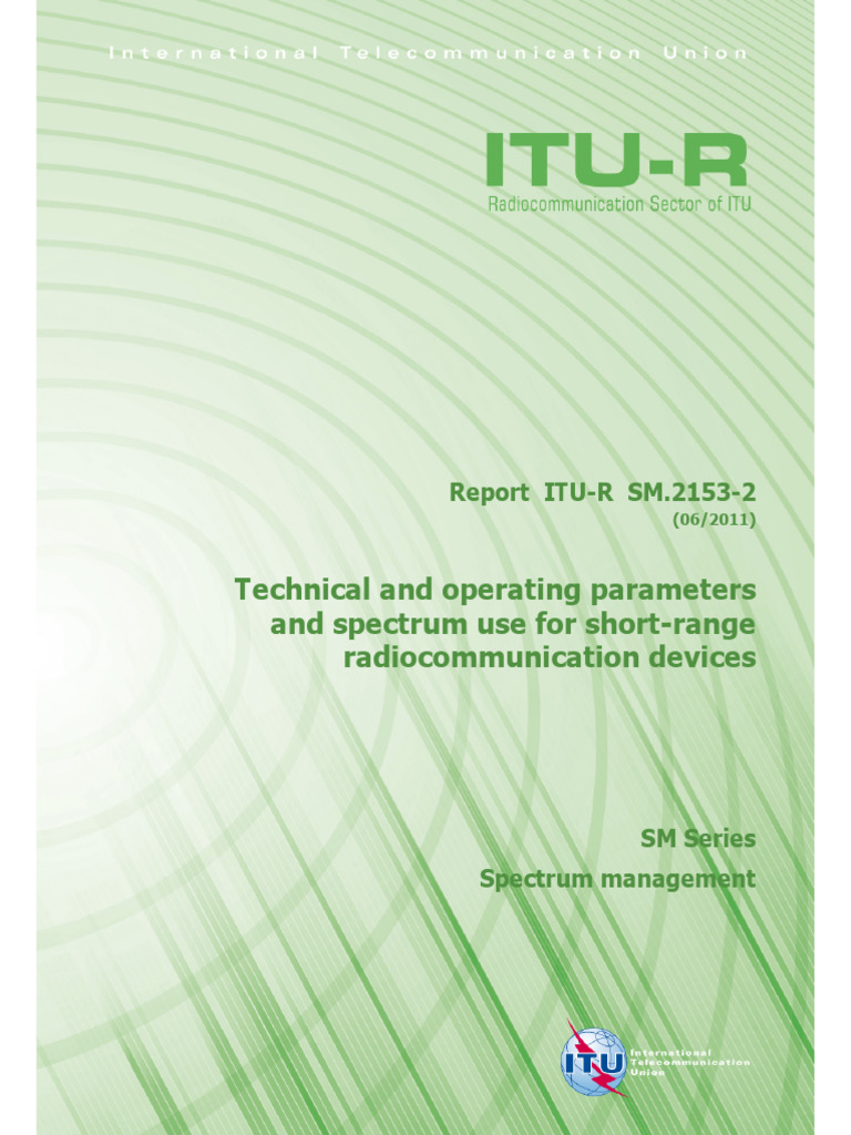 Technical and Operating Parameters and Spectrum Use For Short-Range Radiocommunication Devices ...