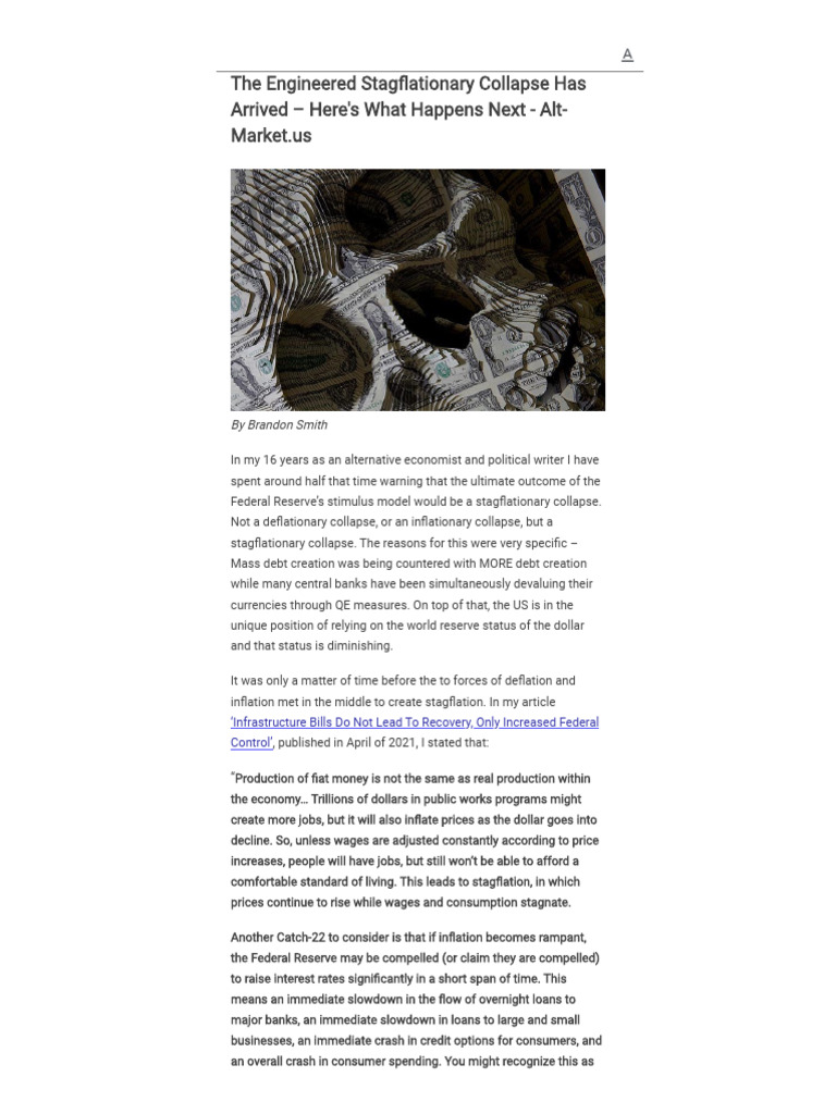 !!!engineered Stagflationary Collapse in Process To Centralize Control Under AOne World ...