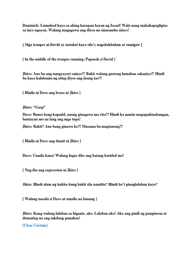 David and Goliath Script | PDF