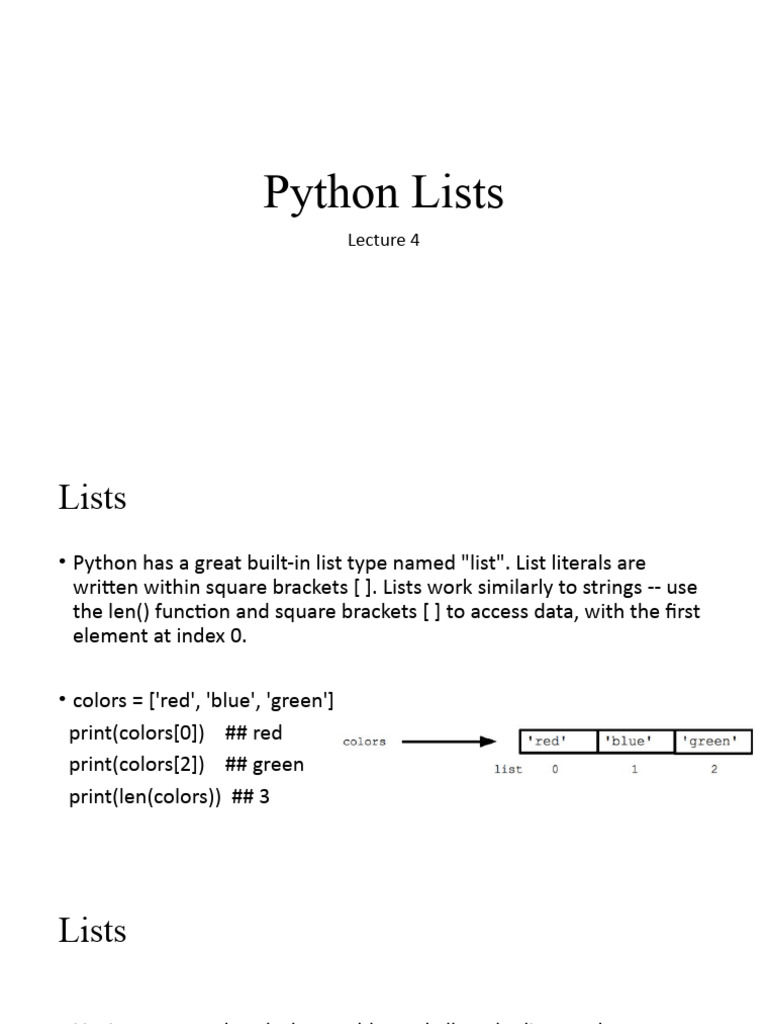 Python Lists Pdf String Computer Science Computer Science 7672