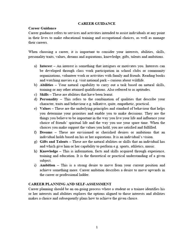 Career Guidance | PDF | Leadership | Skill