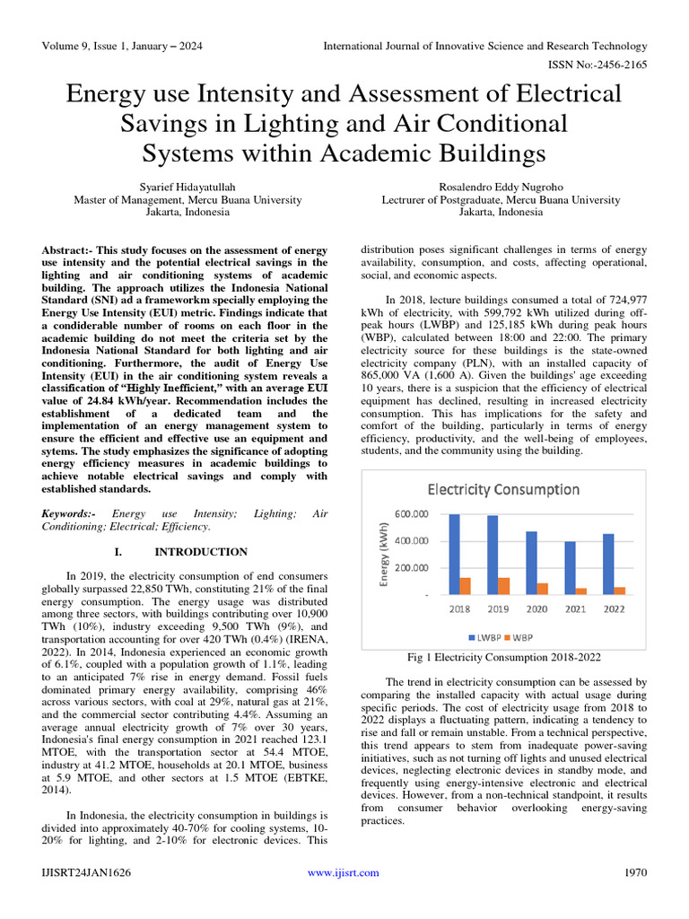 Energy Use Intensity and Assessment of Electrical Savings in Lighting ...