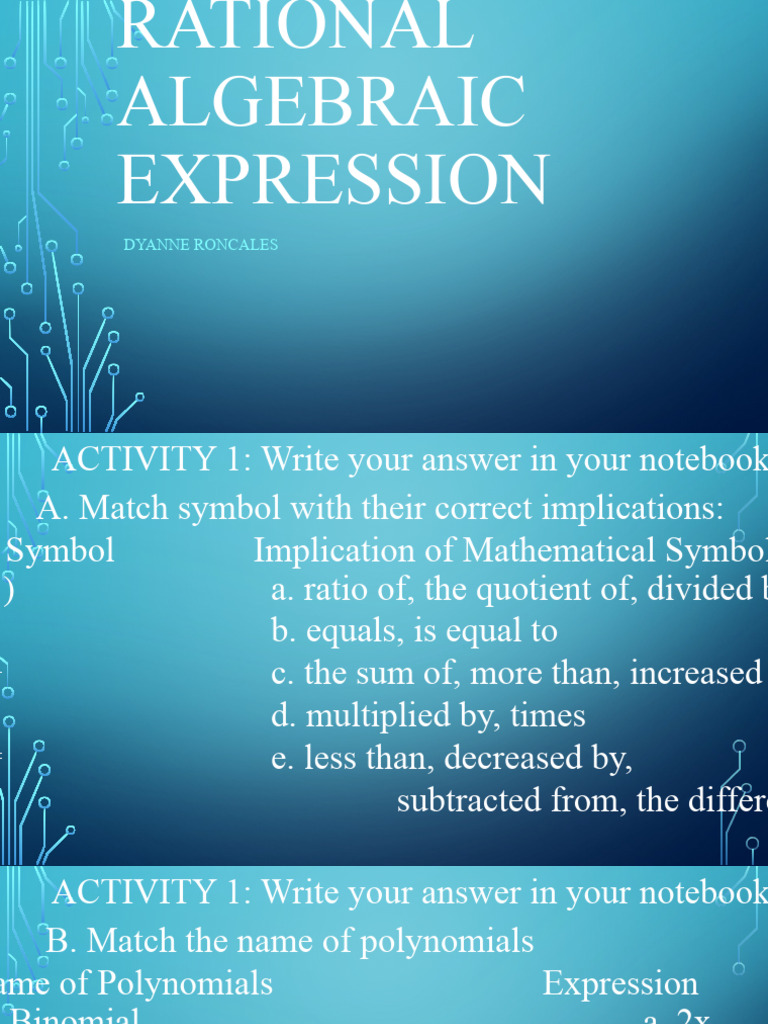 Rational Algebraic Expression | PDF | Polynomial | Rational Number