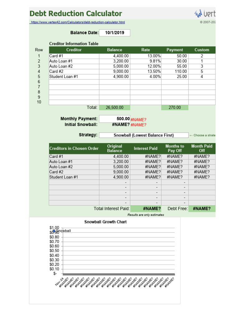 Debt Reduction Calculator | PDF | Loans | Debt