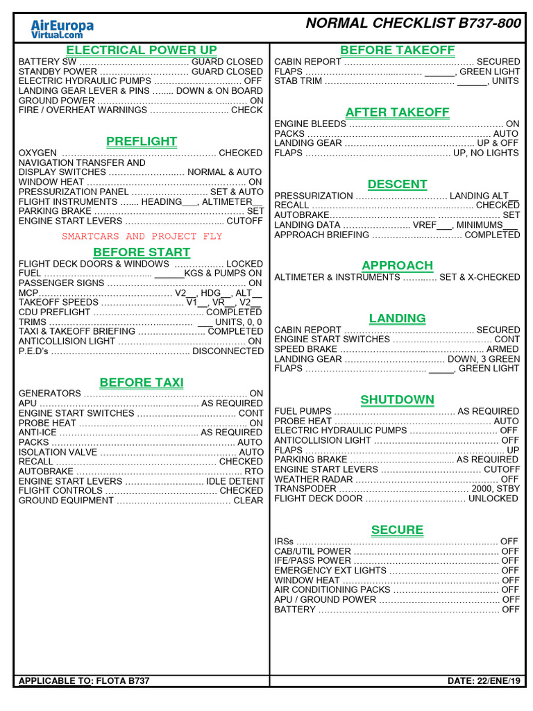 Checklist para B738 | PDF