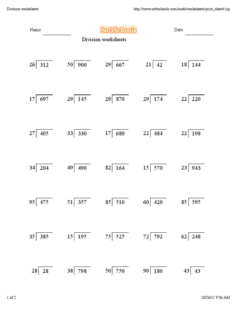 Division Worksheets for Practice | PDF