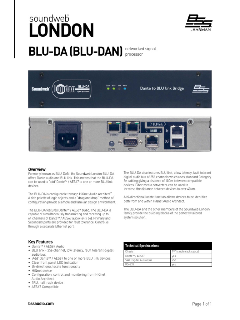 BLU-DA Data Sheet Rev B | PDF