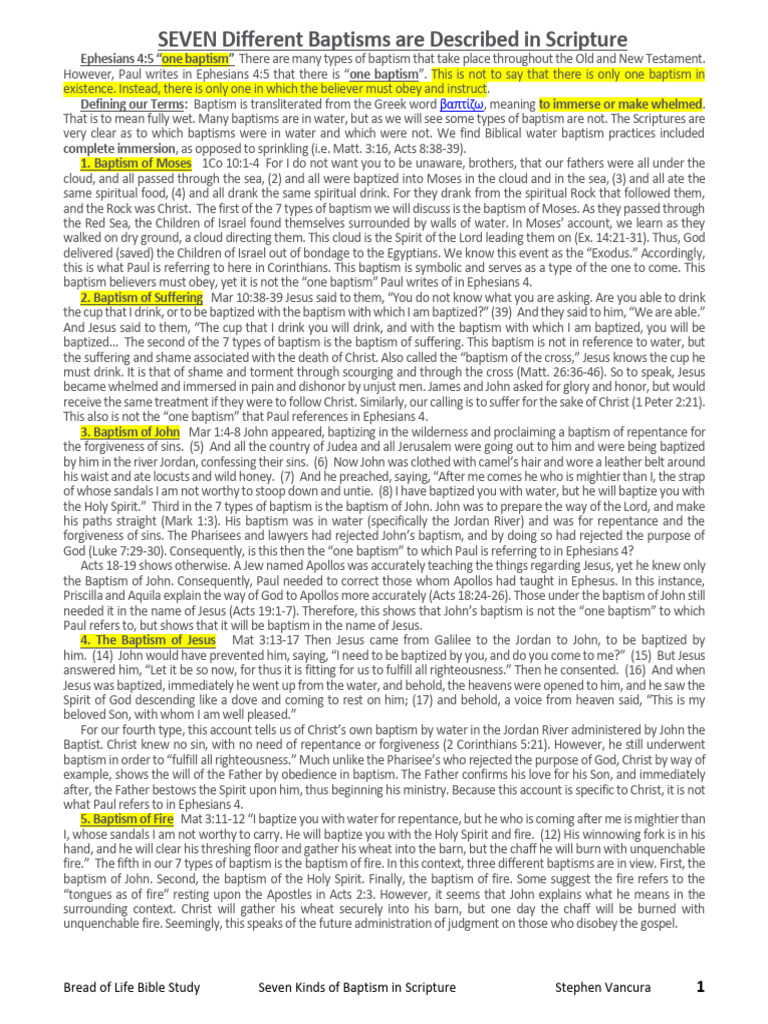 Seven Types of Baptism | PDF | Baptism | Acts Of The Apostles