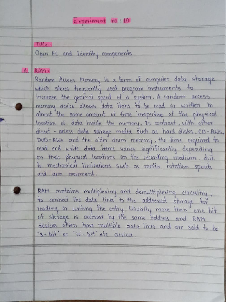 Experiment 10 | PDF | Random Access Memory | Computer Memory