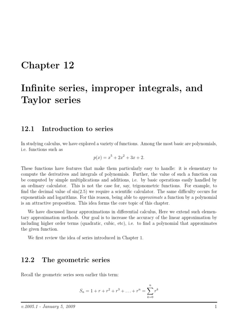Infinite Series & Integrals Guide | PDF | Series (Mathematics) | Function (Mathematics)