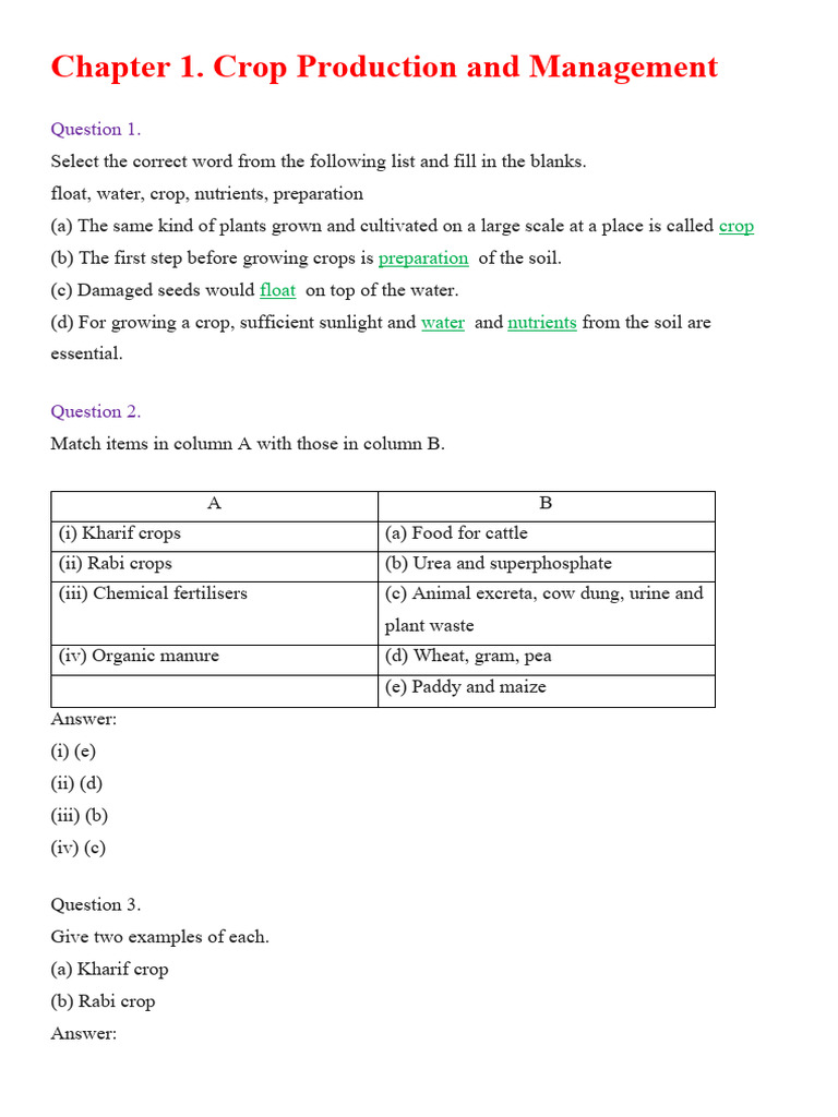 8 Chapter 1 Crop Production and Management | PDF | Fertilizer | Sowing