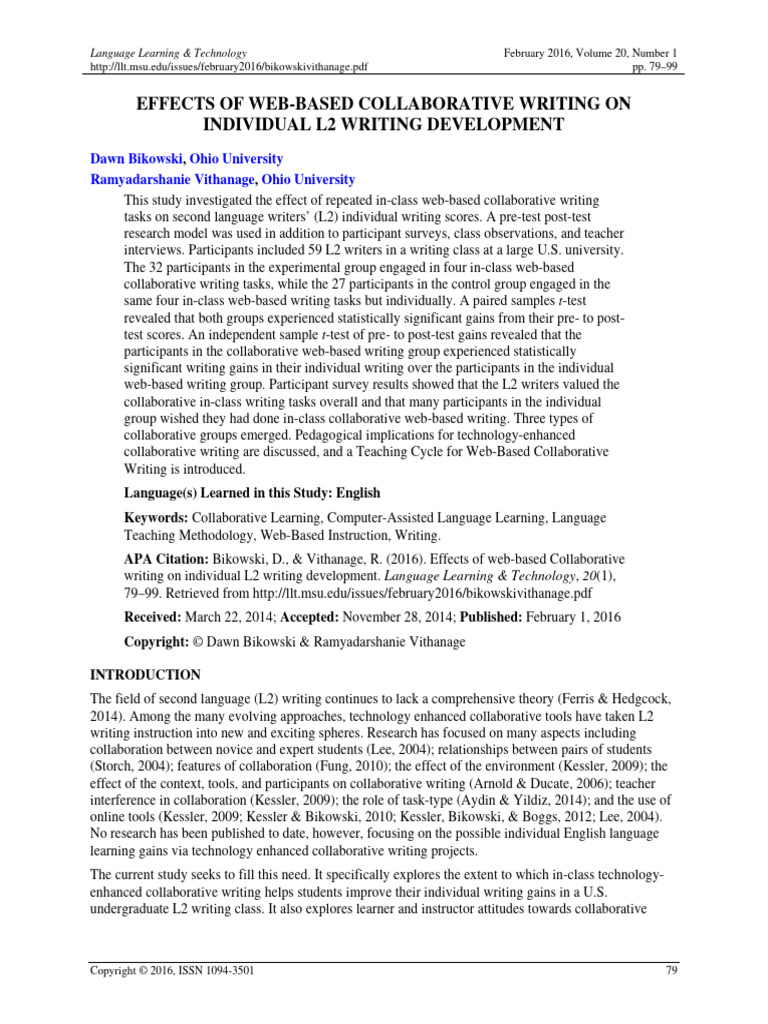 Effects of Web Based Collaborative Writing On Individual l2 2rhu1g9as7 ... Effects of Web Based Collaborative Writing On Individual l2 2rhu1g9as7 ...
