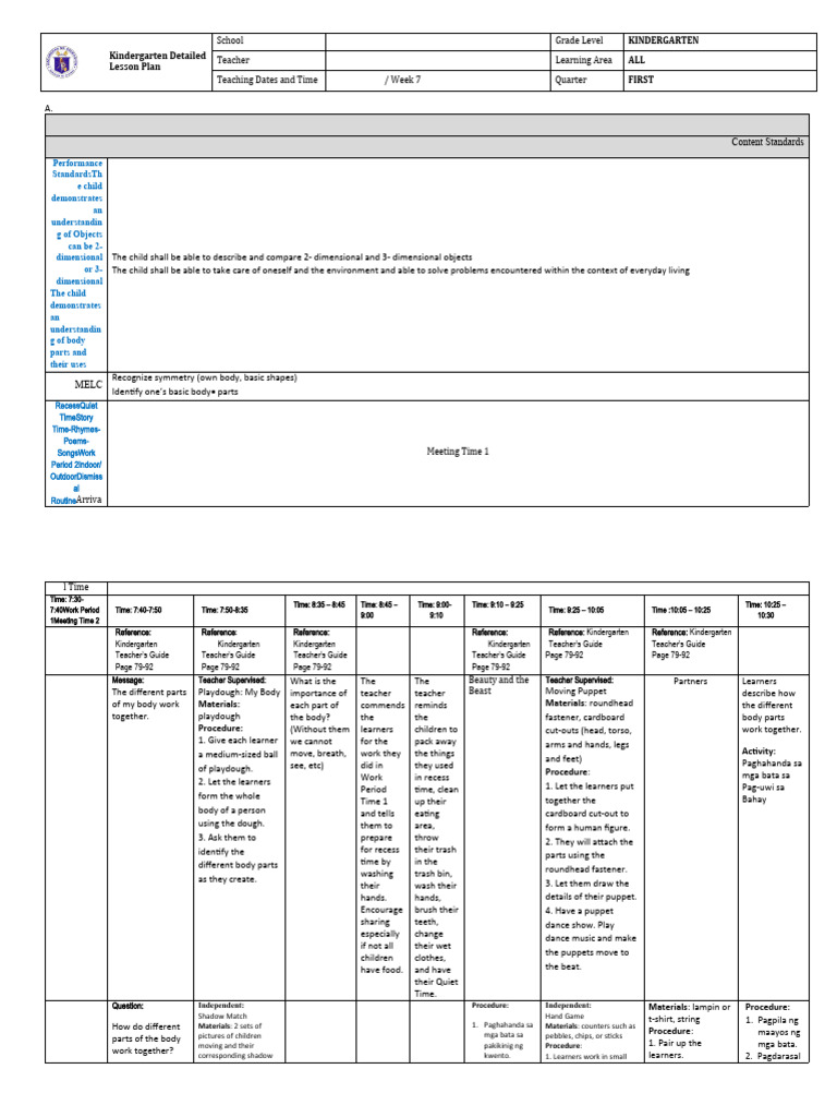 Kinder-New-DLL Week7 - Day5 | PDF | Teachers | Kindergarten