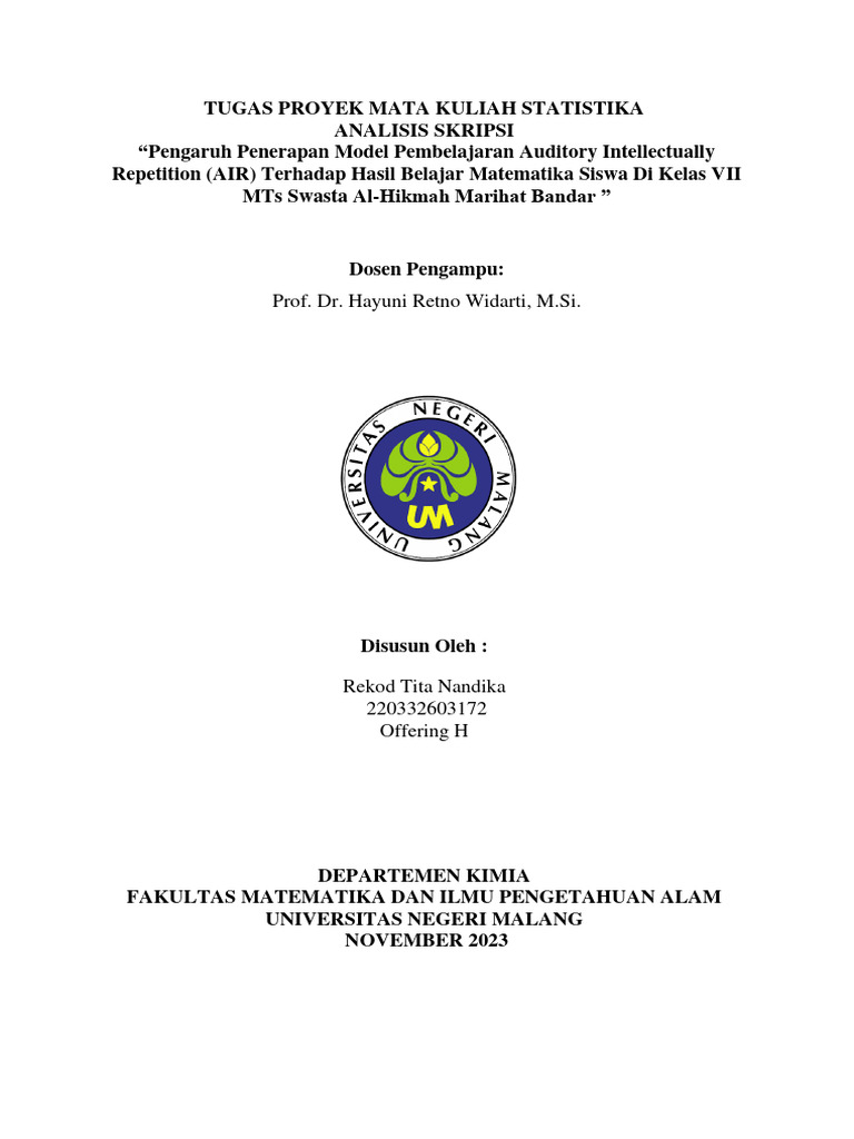 Analisis Skripsi - Rekod Tita Nandika | PDF
