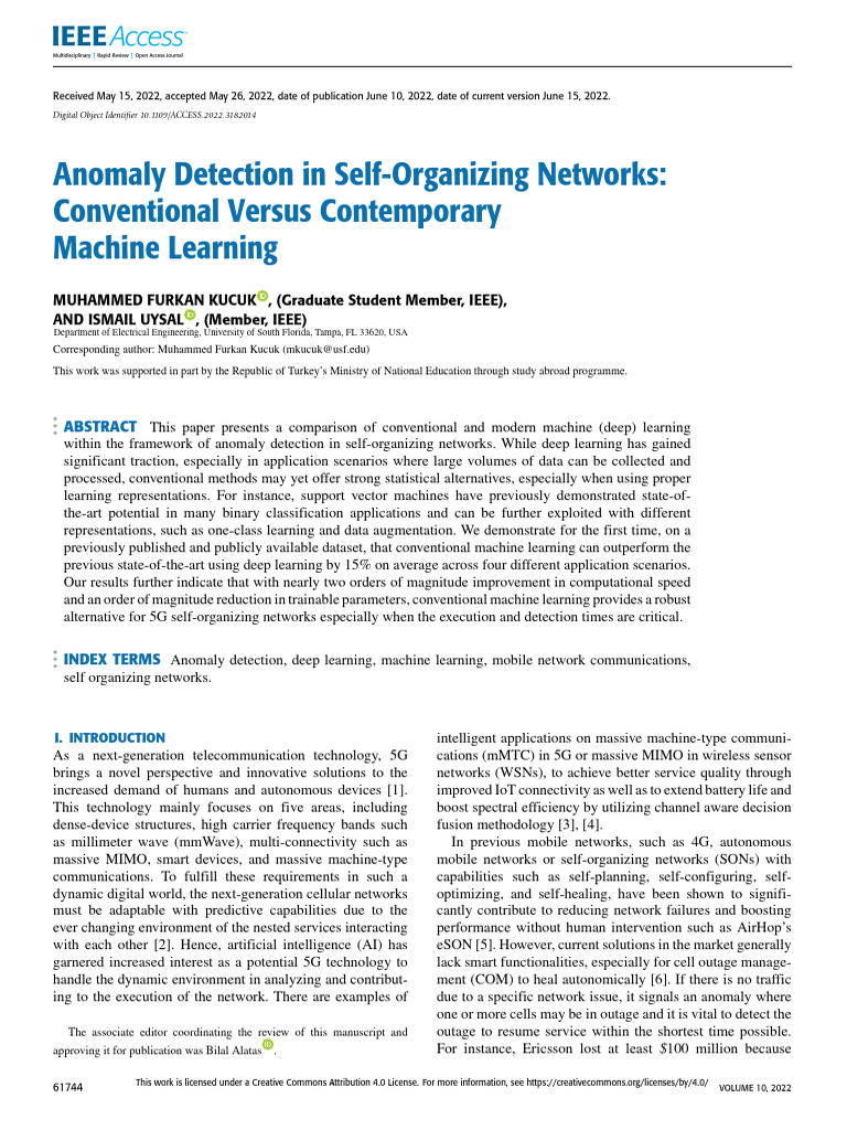 Anomaly Detection in Self-Organizing Networks - Conventional Versus Contemporary Machine ...