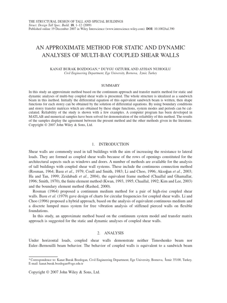 Paper - Approximate Method For Static & Dynamic Analysis of Multi Bay ...
