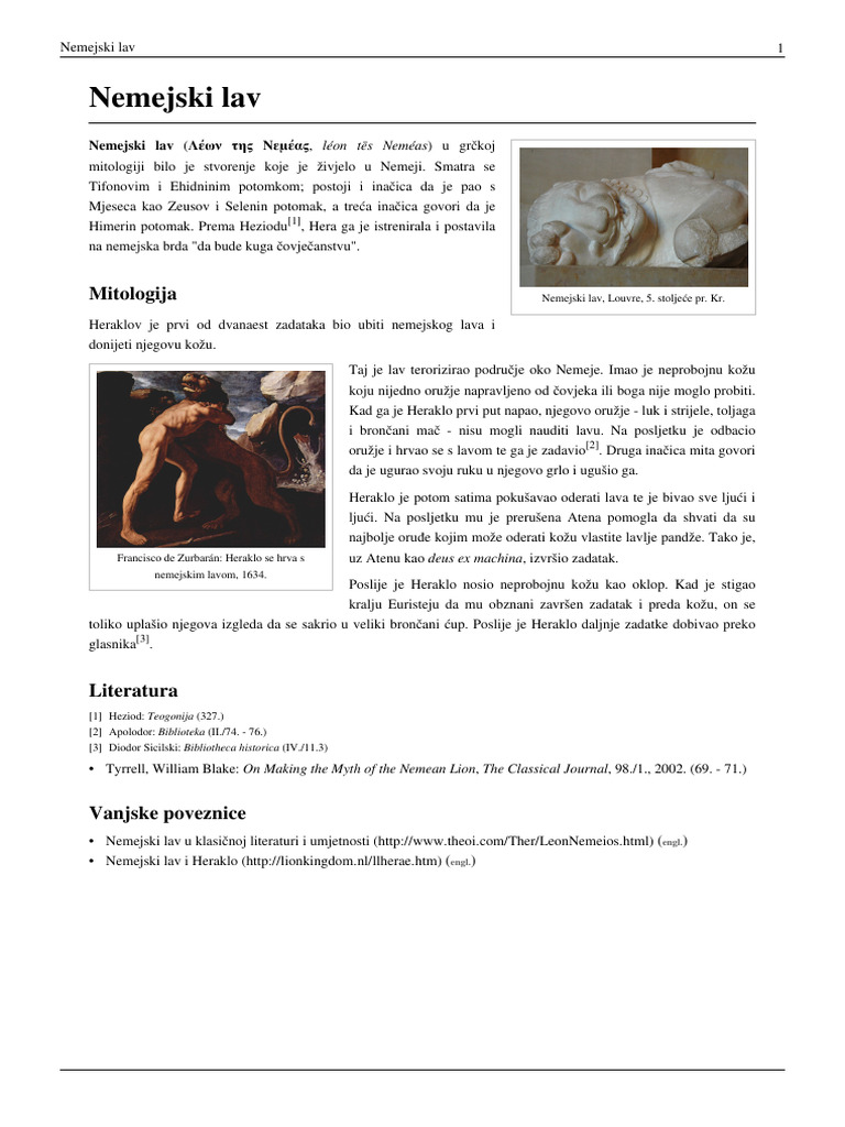 Nemejski Lav | PDF
