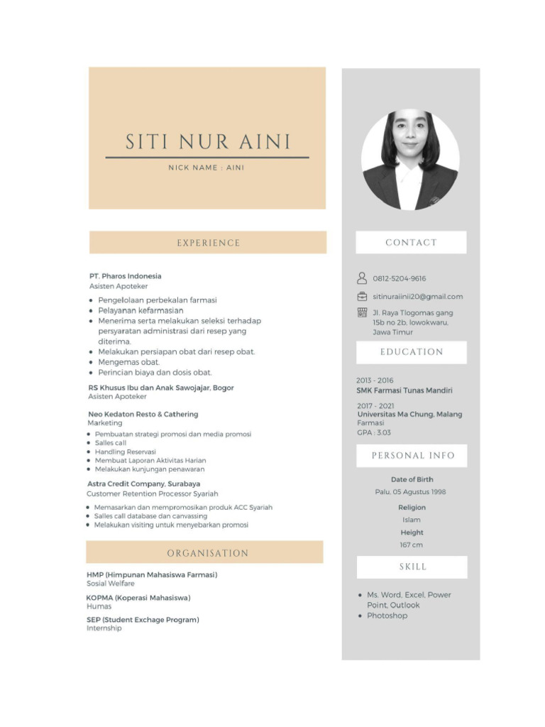 Lamaran Kerja Siti Nur Aini (fix) | PDF