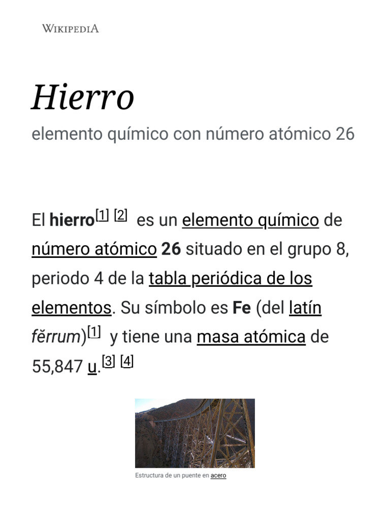 Hierro - Wikipedia, La Enciclopedia Libre | PDF | Hierro | Arrabio