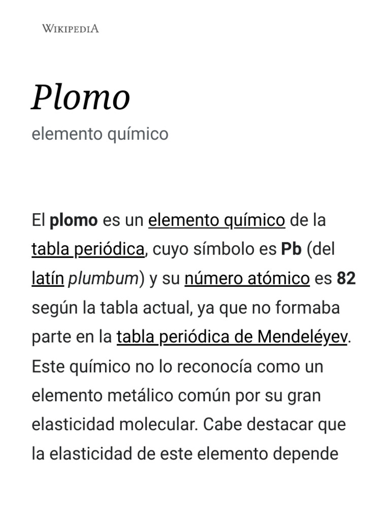Propiedades y Usos del Plomo | PDF | Dirigir | Elementos químicos