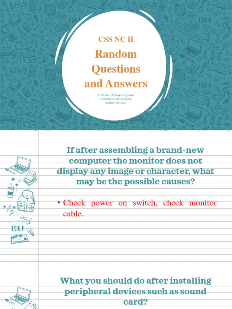 Random Questions and Answers 093410 | PDF | Booting | Computer Network