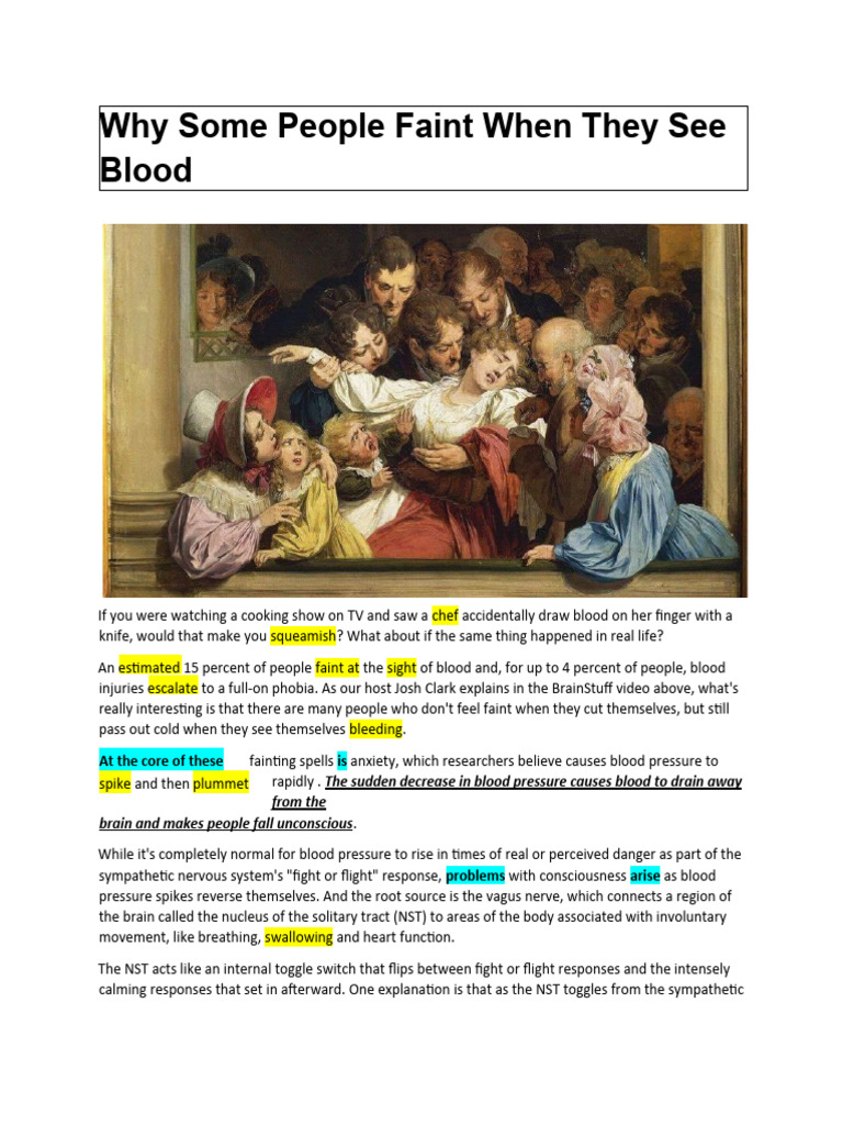 Why Fainting Occurs at the Sight of Blood | PDF | Physiology | Clinical ...