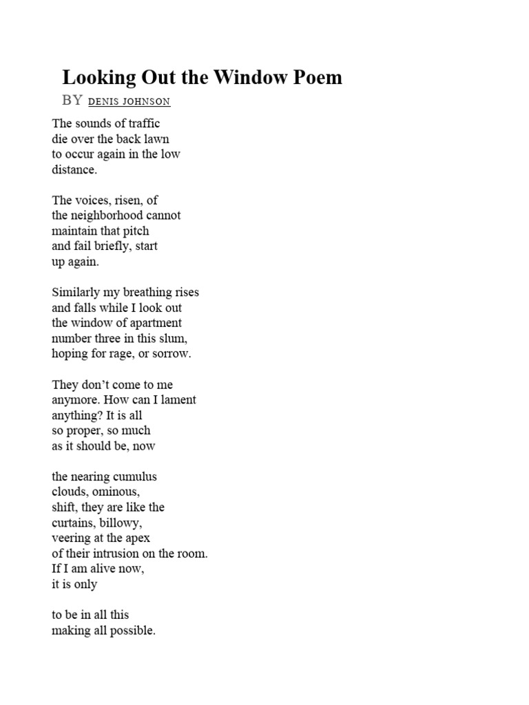 Looking Out the Window: A Poem | PDF