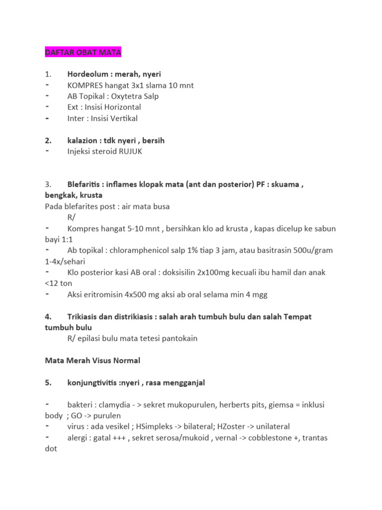 Panduan Obat Mata dan Kondisi Mata | PDF