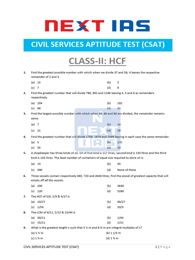 Class II-1 | PDF | Mathematics | Arithmetic