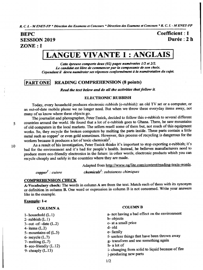 Bepc-Z1-Ang LV1-2019 | PDF