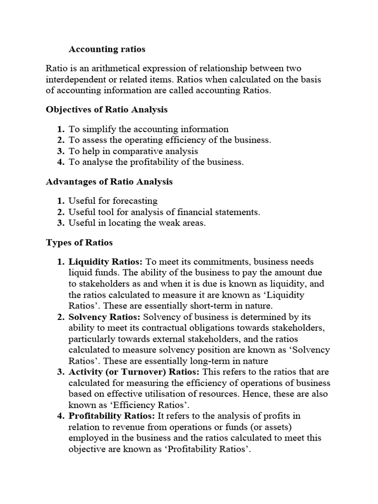 Accounting Ratios | PDF | Revenue | Equity (Finance)