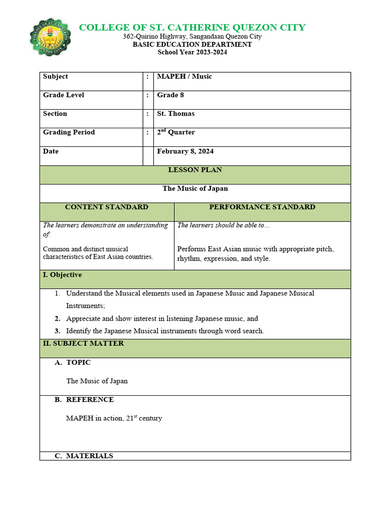 8th Grade Music Lesson: Japanese Music | PDF | Rhythm | Japanese Language
