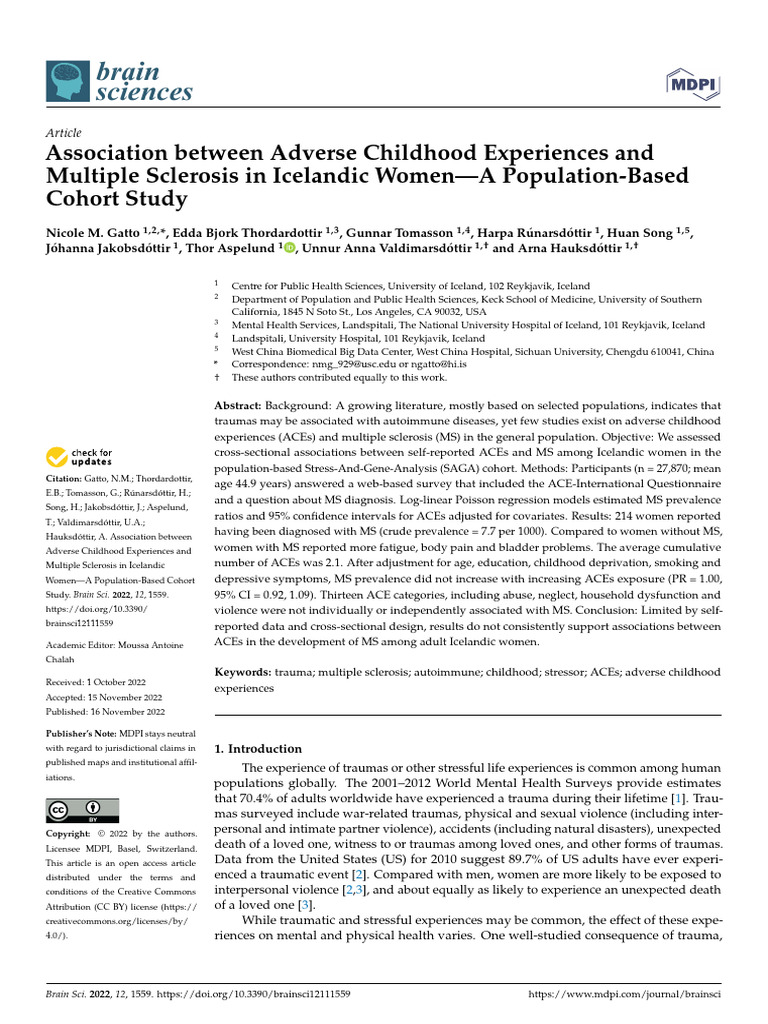 Association Between Adverse Childhood Experiences and MS | PDF | Multiple Sclerosis ...