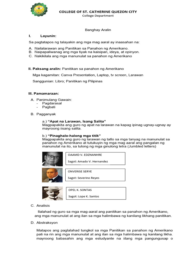 PANITIKAN Lesson Plan | PDF