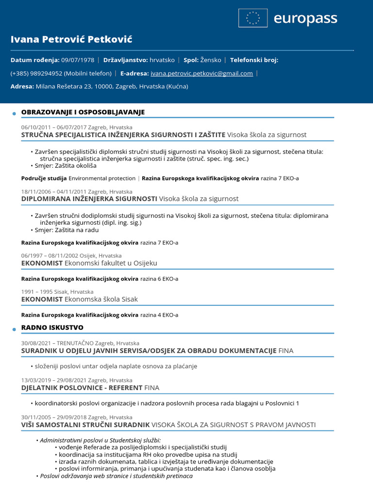 Petrović Petković Ivana - Životopis | PDF