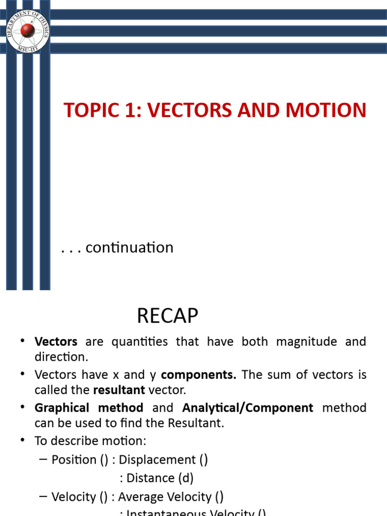 1.2 Vectors and Motion | PDF | Acceleration | Velocity