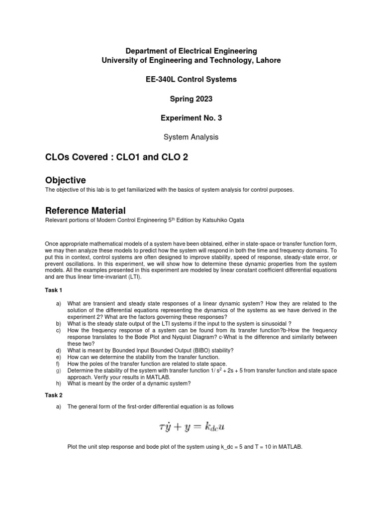 Experiment 3 | PDF | Control Theory | Systems Engineering