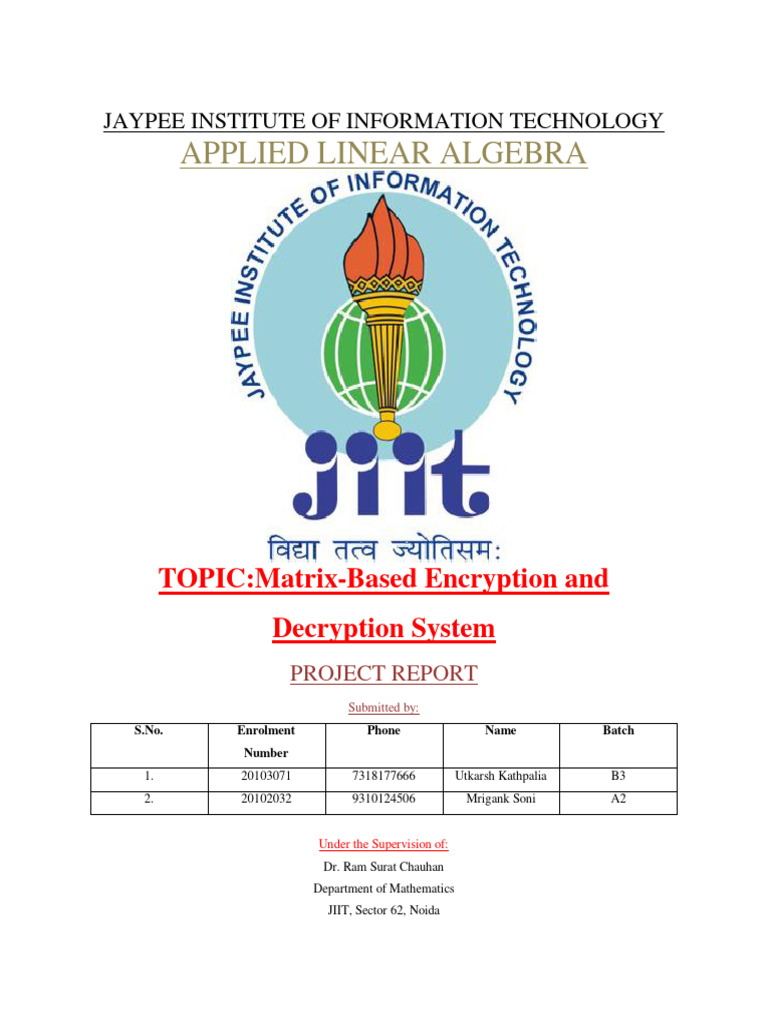 Appliedlinearpbl | PDF | Matrix (Mathematics) | Encryption