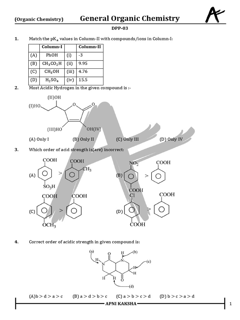 DPP - 03 - General Organic Chemistry | Download Free PDF | Chemistry | Acid DPP - 03 - General Organic Chemistry | Download Free PDF | Chemistry | Acid